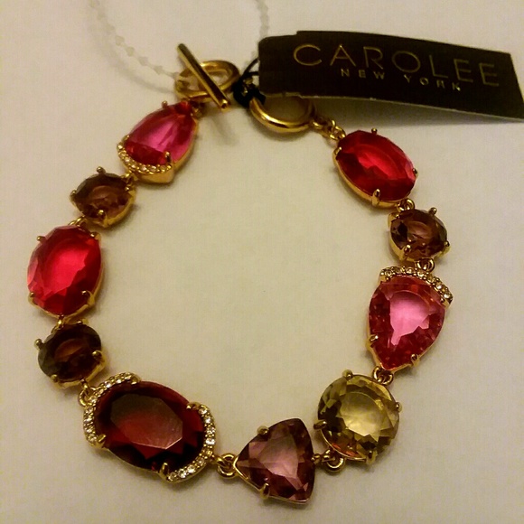 Carolee | Jewelry | Carolee Colorful Gold Earrings And Bracelet | Poshmark
